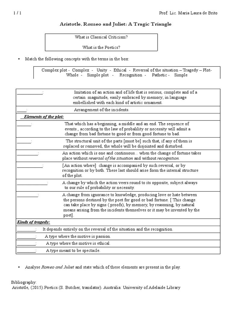 Aristotle Romeo and Juliet. A Tragic Triangle PDF | PDF | Tragedy ...