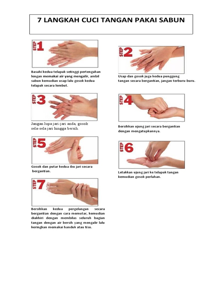 7 Langkah Cuci Tangan Pakai Sabun | PDF