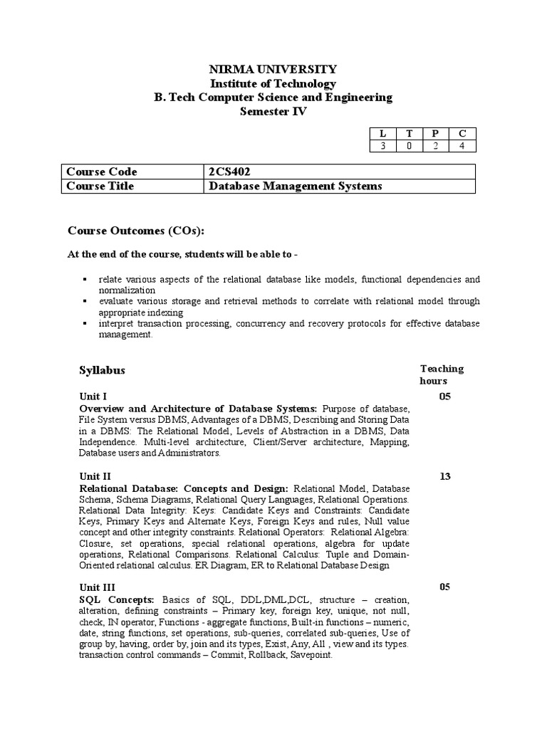 2CS402 - Database Management Systems | PDF | Relational Database | Relational Model