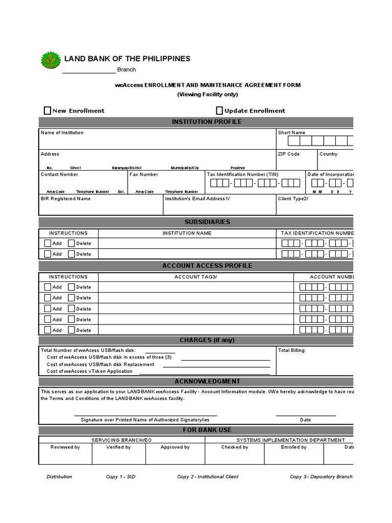 Land Bank of The Philippines: Weaccess Enrollment and Maintenance ...