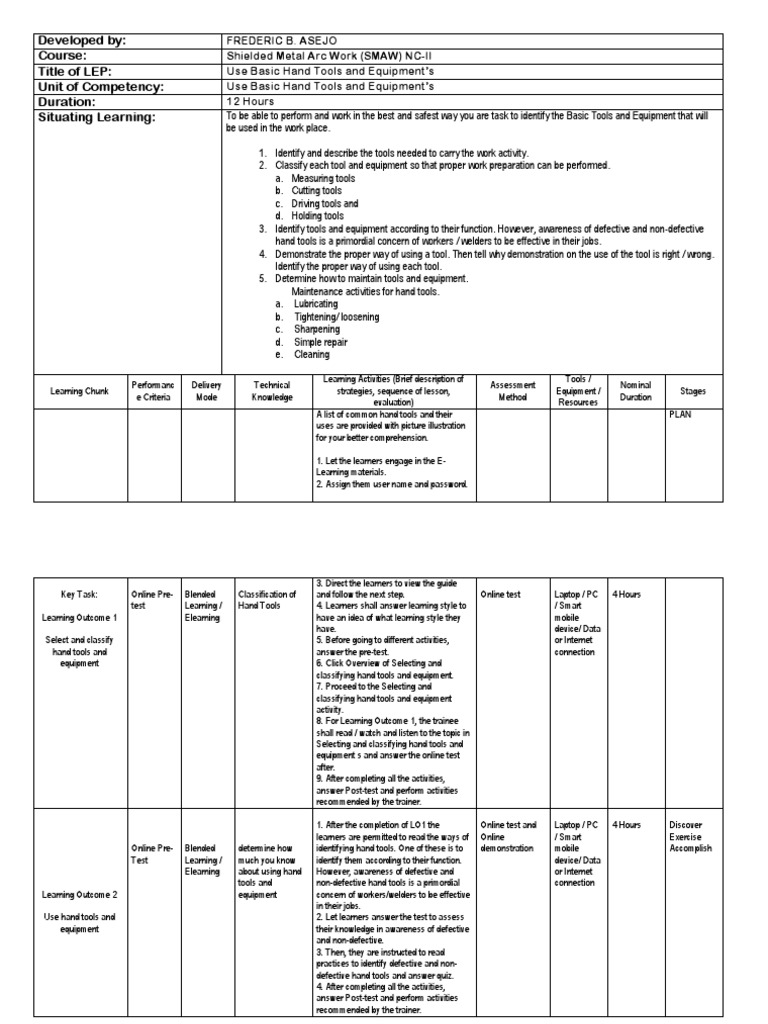 LEP Training for Hand Tools Usage | PDF | Educational Technology | Tools