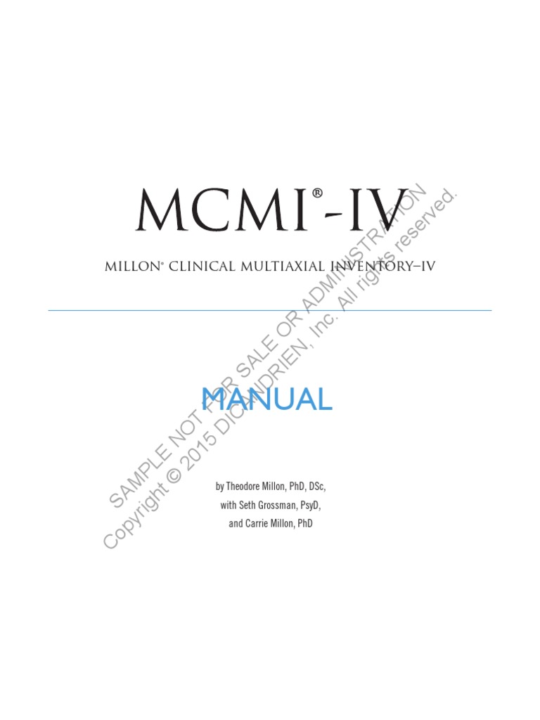 MCMI_IV_Manual-Sample | PDF | Psychotherapy | Psychiatry