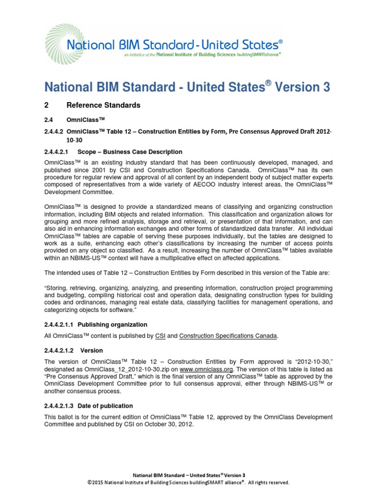 NBIMS-US V3 2.4.4.2 OmniClass Table 12 Construction Entitities by Form ...
