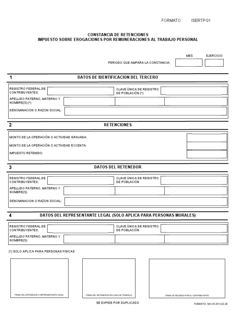 06 - Formato Constancia de Retenciones Isertp | PDF
