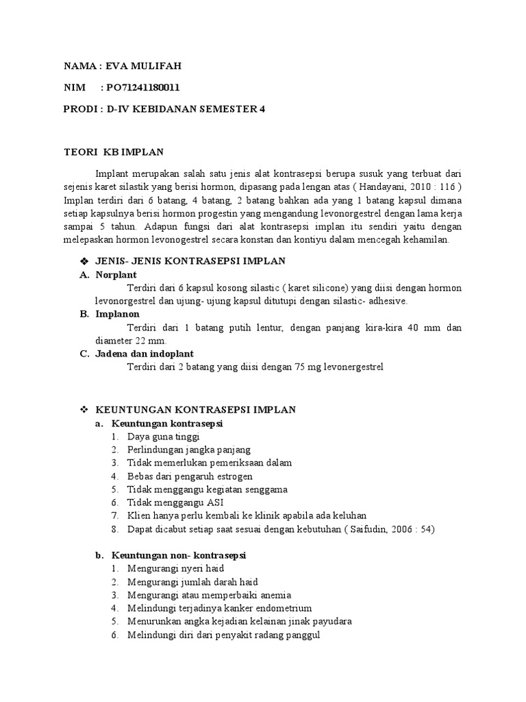 Teori Dan Cara Pemasangan KB Implan | PDF