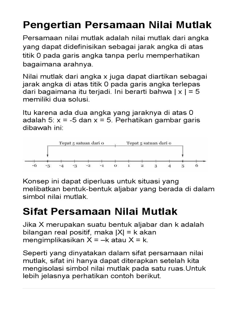 Pengertian Persamaan Nilai Mutlak | PDF | Metode & Bahan Ajar