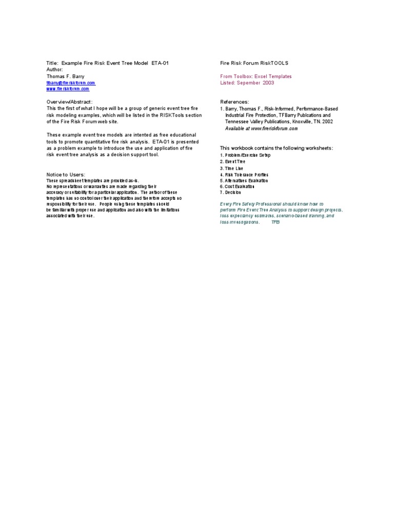 Fire Risk Event Tree Model ETA-01 | PDF | Risk | Risk Management