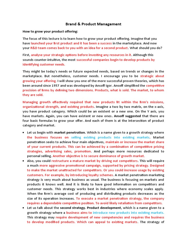 How To Grow Your Product Offering | PDF | Strategic Management ...