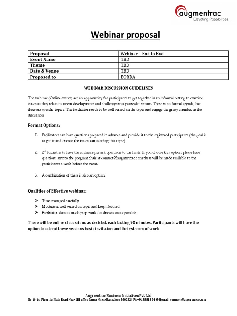 Webinar Proposal: Proposal Event Name Theme Date & Venue Proposed To ...