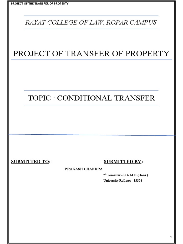 Conditional Transfer Section 25 of Trans | PDF