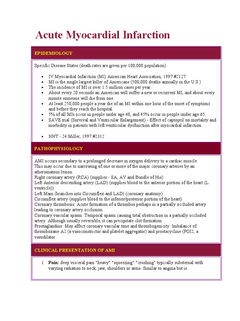 Acute Myocardial Infarction | PDF | Coronary Circulation | Aspirin