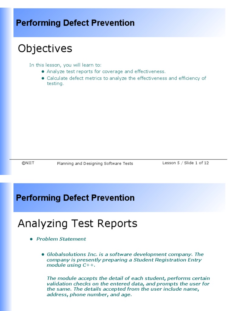 Objectives: Performing Defect Prevention | PDF | Software Testing ...