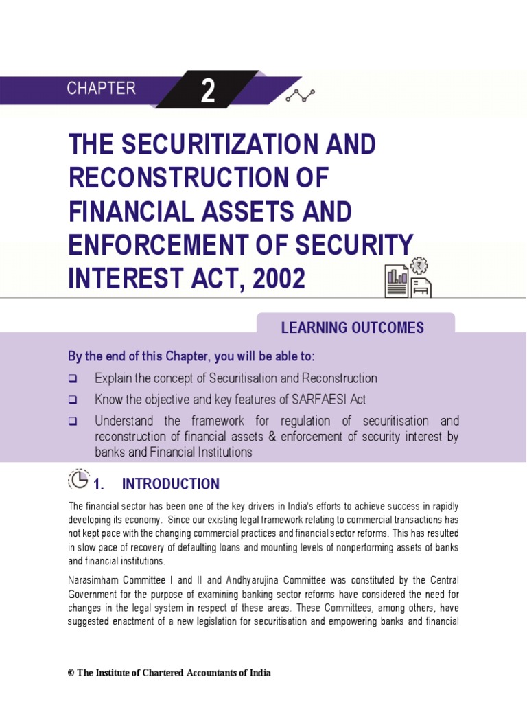 The Securitization and Reconstruction of Financial Assets and Enforcement of Security Interest ...