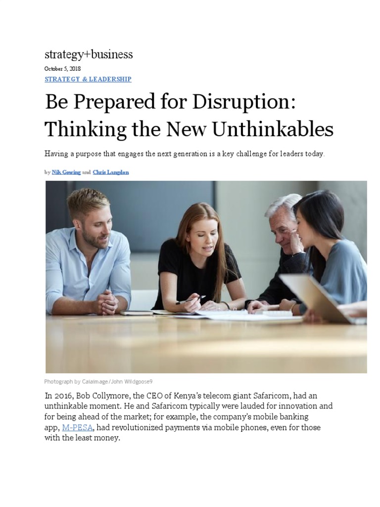 Be Prepared For Disruption Thinking The New Unthinkables | Download ...