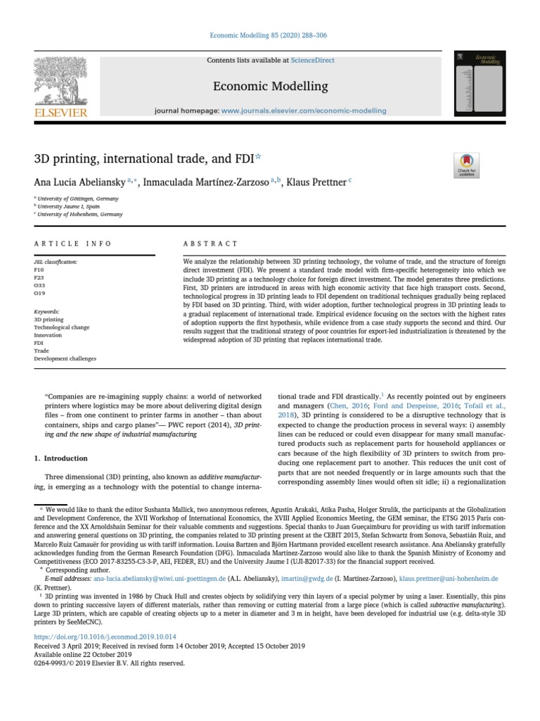 3D Printing FDI International Trade | PDF | 3 D Printing | Foreign ...