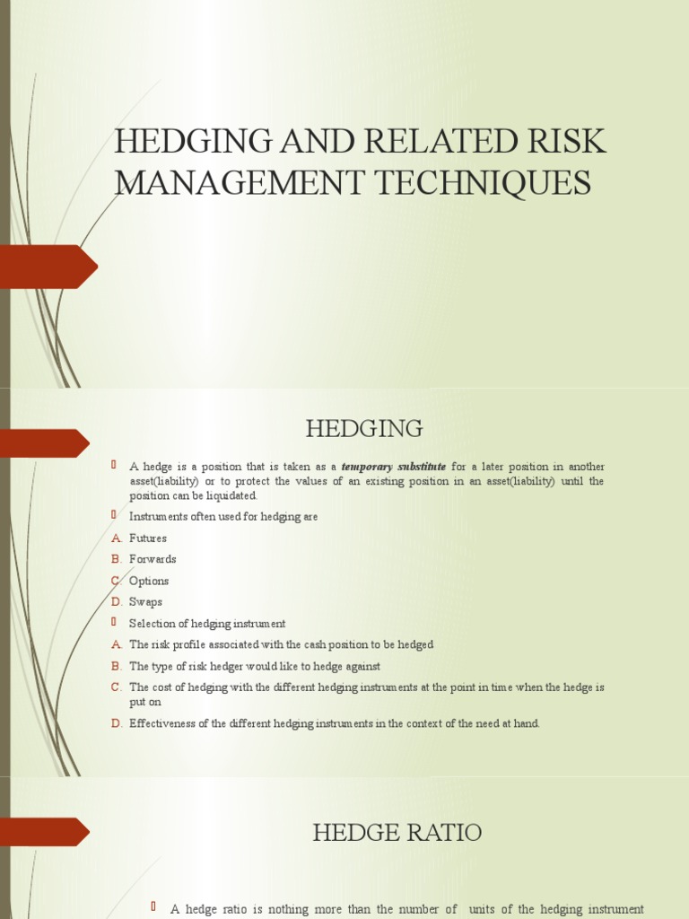 Hedging and Related Risk Management Techniques | PDF | Hedge (Finance ...