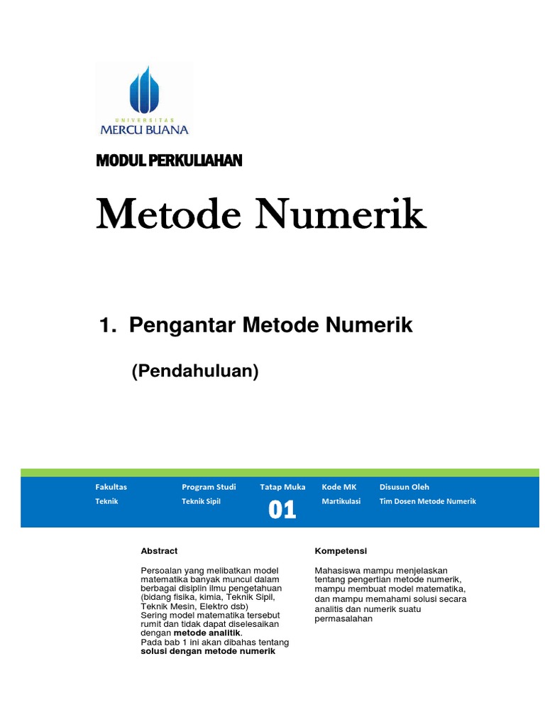 Pengantar Metode Numerik Teknik Sipil | PDF