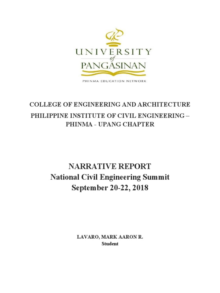 Narrative Report National Civil Engineering Summit September 20-22 ...