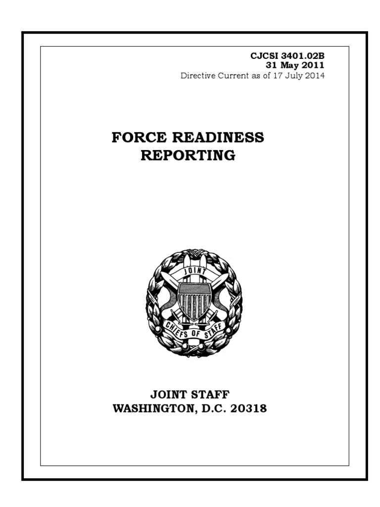 Force Readiness Reporting: Joint Staff WASHINGTON, D.C. 20318 | PDF ...