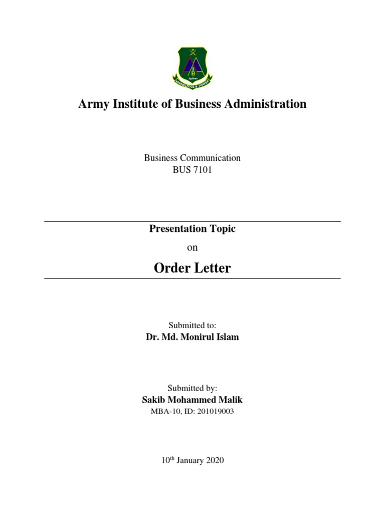 What Is An Order Letter | PDF | Payments | Transport