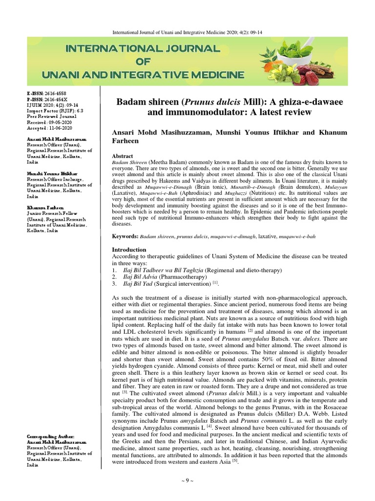Badam Shireen: Nutritional Benefits | PDF | Almond | Seed