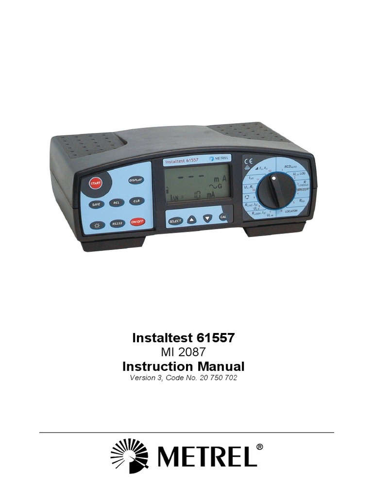 METREL MI 2087 Instaltest 61557 Digital Measuring Instrument Usermanual ...