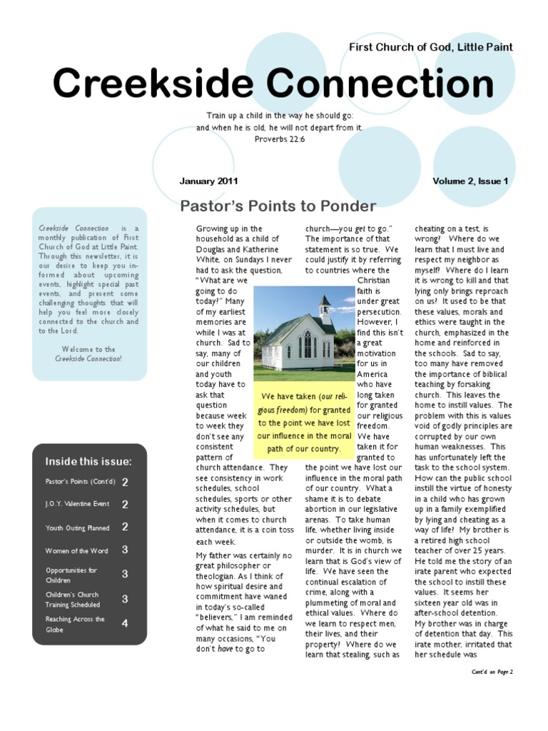 Creekside Connection: Pastor's Points To Ponder | PDF | Value (Ethics)