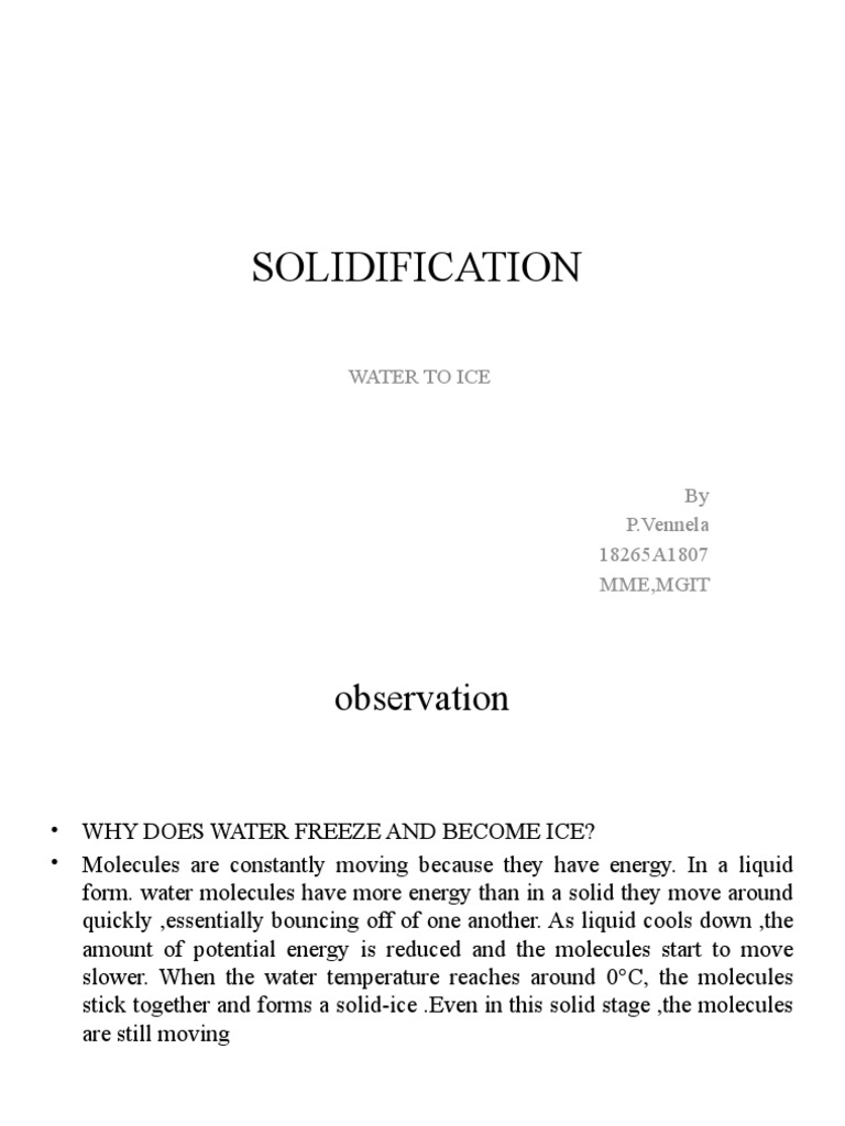 Solidification of Ice | PDF