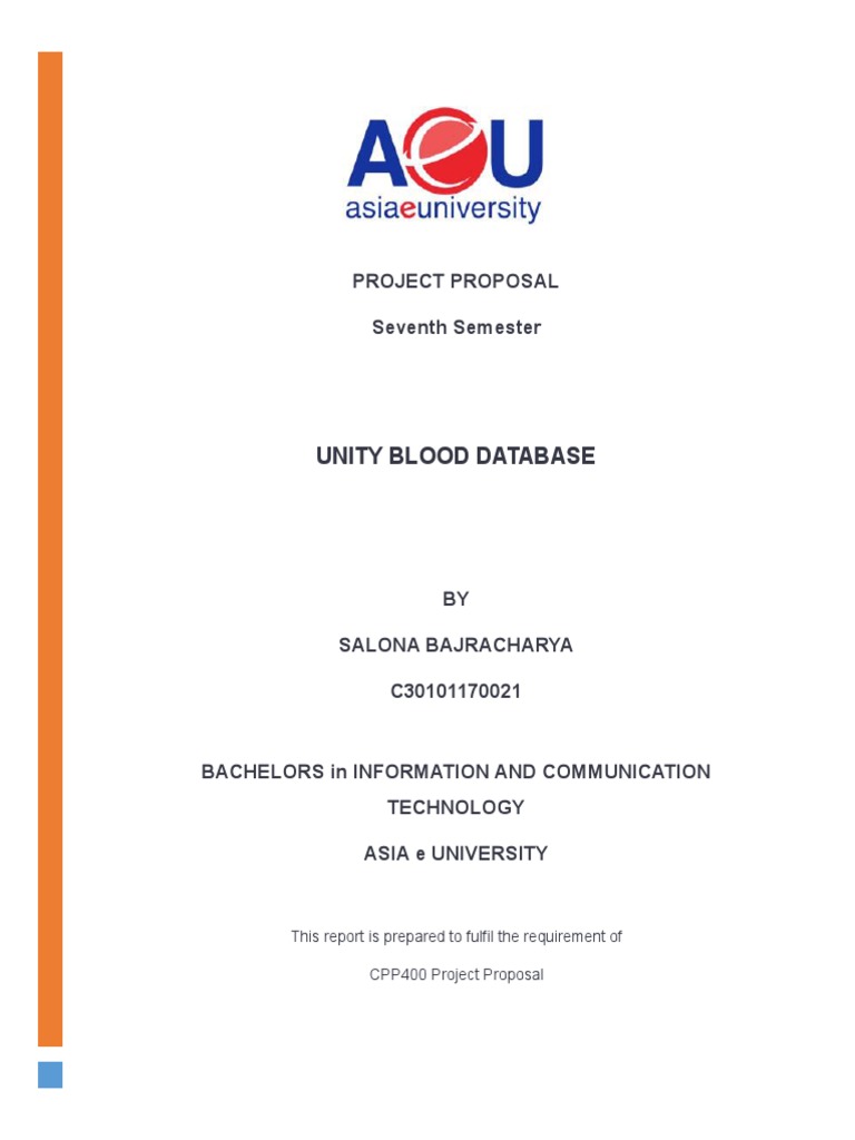 Proposal For Unity Blood Database (Salona) (Revised) | PDF | Blood ...