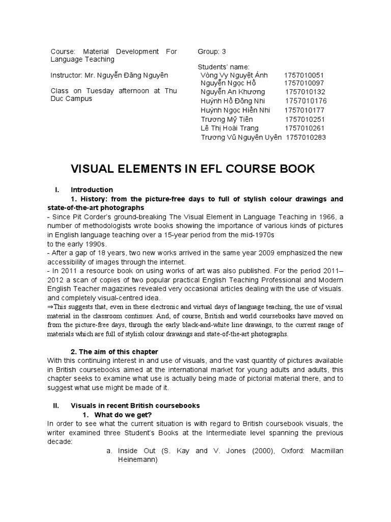 The Visual Elements in EFL Coursebooks - Group 3 | PDF | Textbook ...