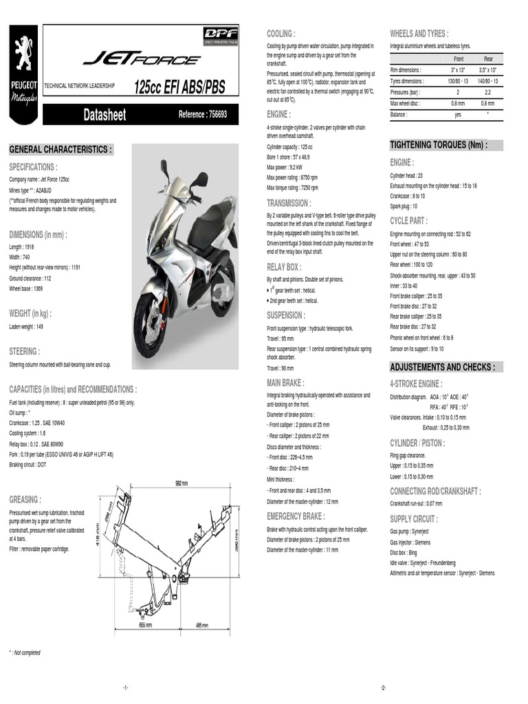 125cc EFI ABS/PBS: Datasheet | PDF | Ignition System | Fuel Injection