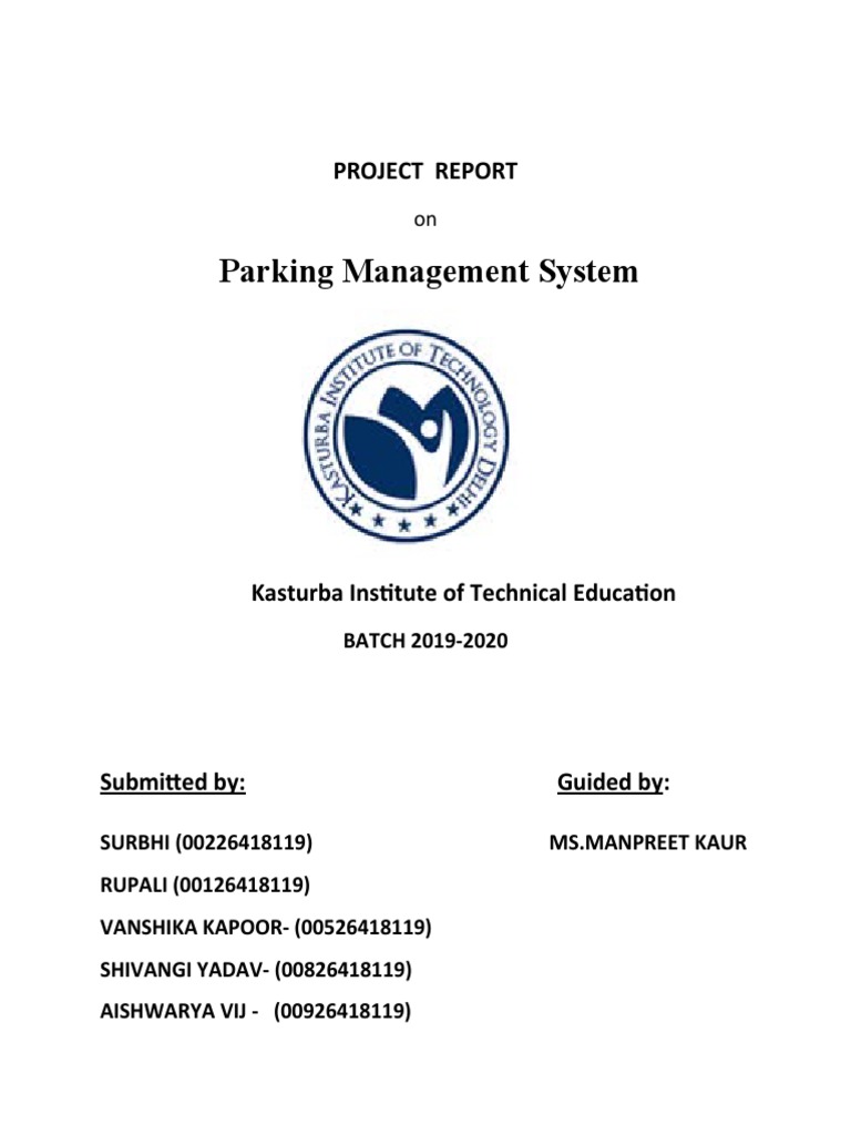 Parking Management System: Project Report | PDF | Software Development ...
