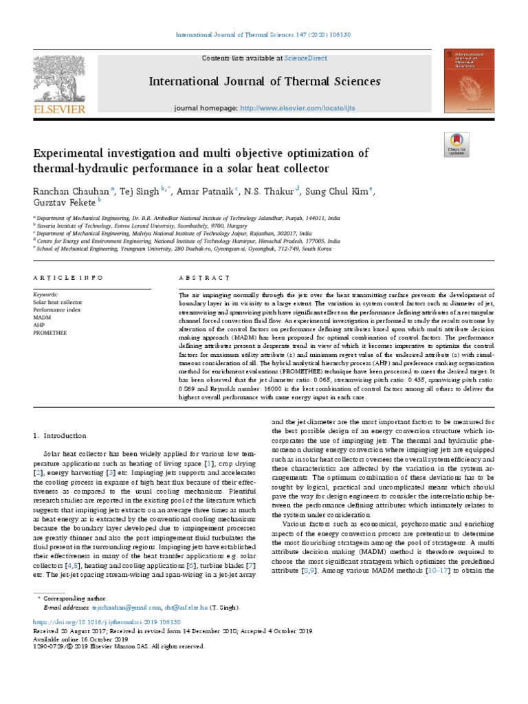 International Journal of Thermal Sciences | PDF | Heat | Heat Transfer