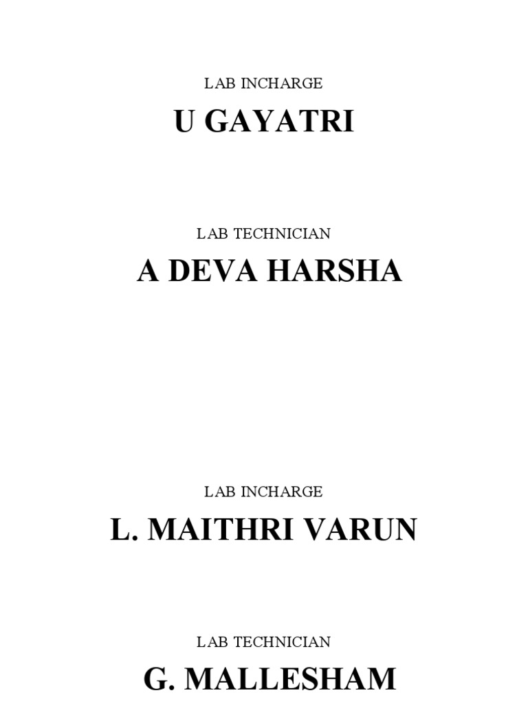 Lab Incharge | PDF