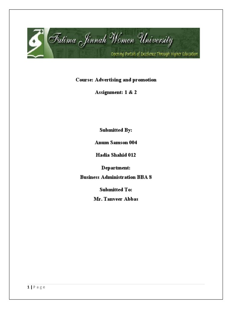Course: Advertising and Promotion Assignment: 1 & 2 | PDF | Mobile ...
