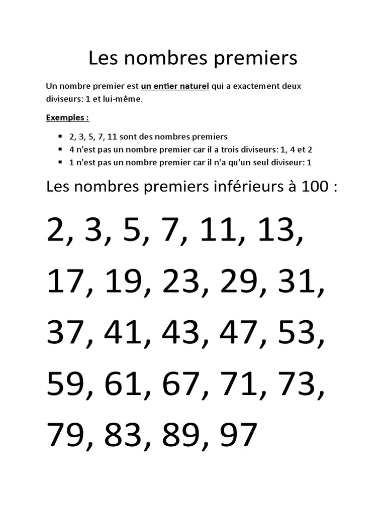Définition et liste des nombres premiers | PDF