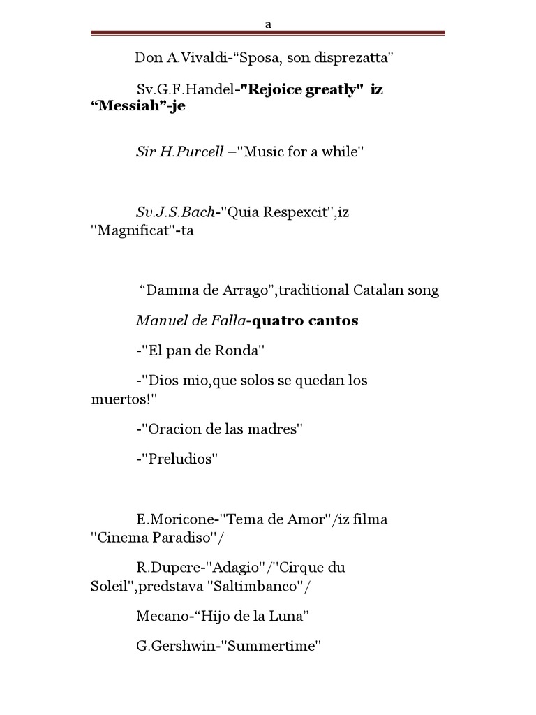 Program Za Koncert VOX2FEEL | PDF