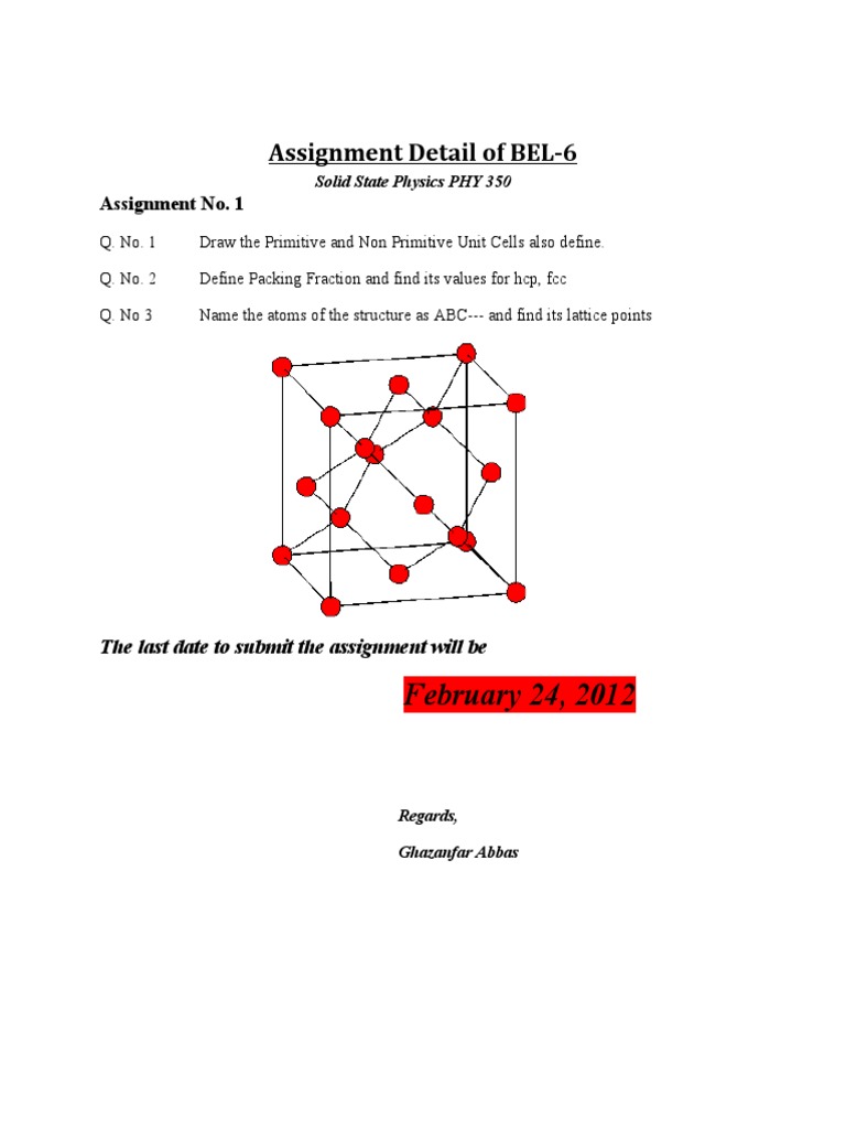 Assignment No. 01 Solid State Physics | PDF