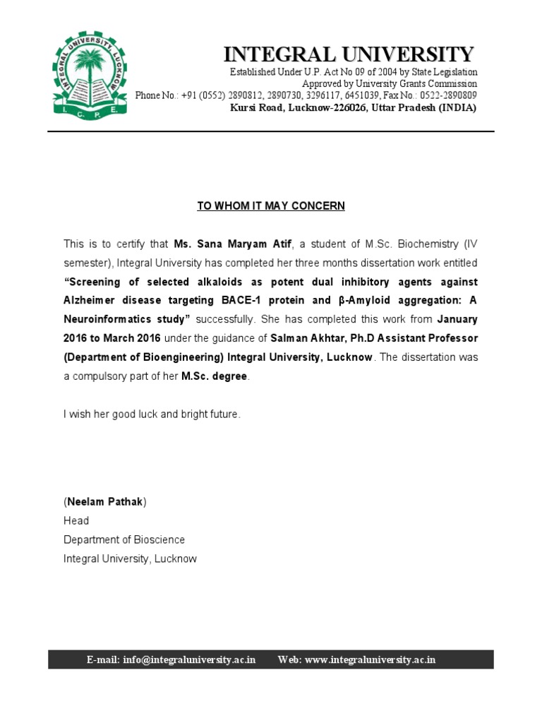 Certificate by HoD | PDF