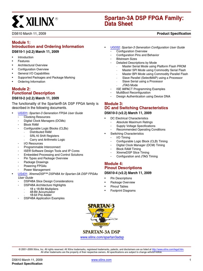 Spartan-3A DSP FPGA Family: Data Sheet: Introduction and Ordering ...