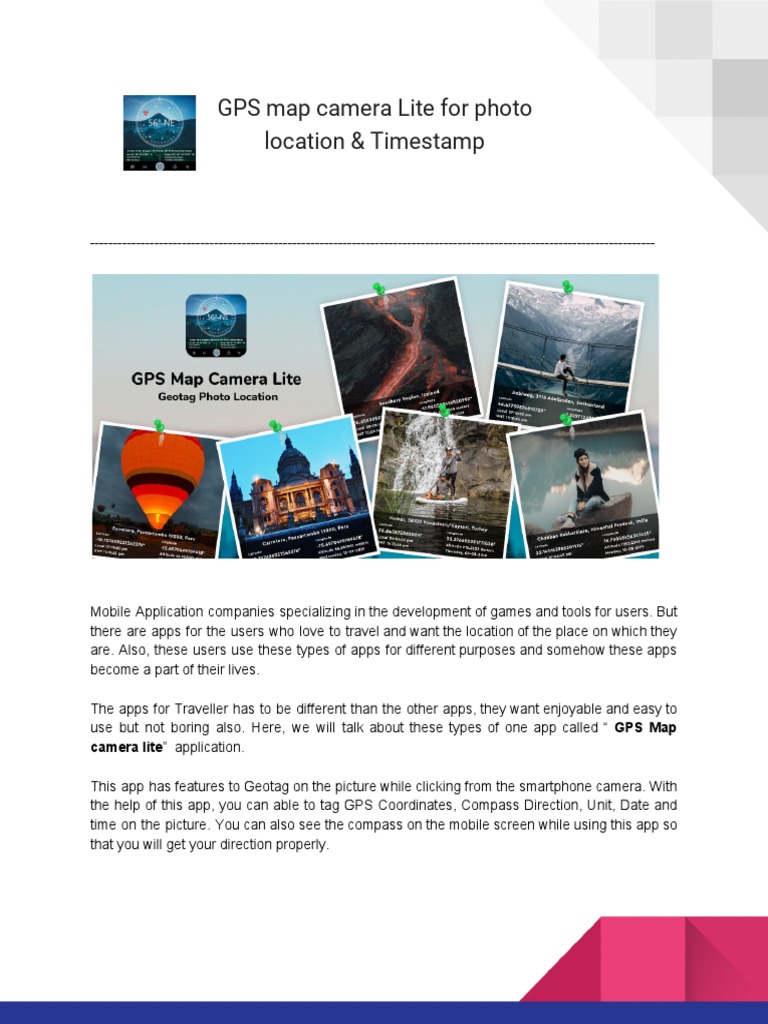 GPS Map Camera Lite For Photo Location and Timestamp | PDF | Mobile App ...