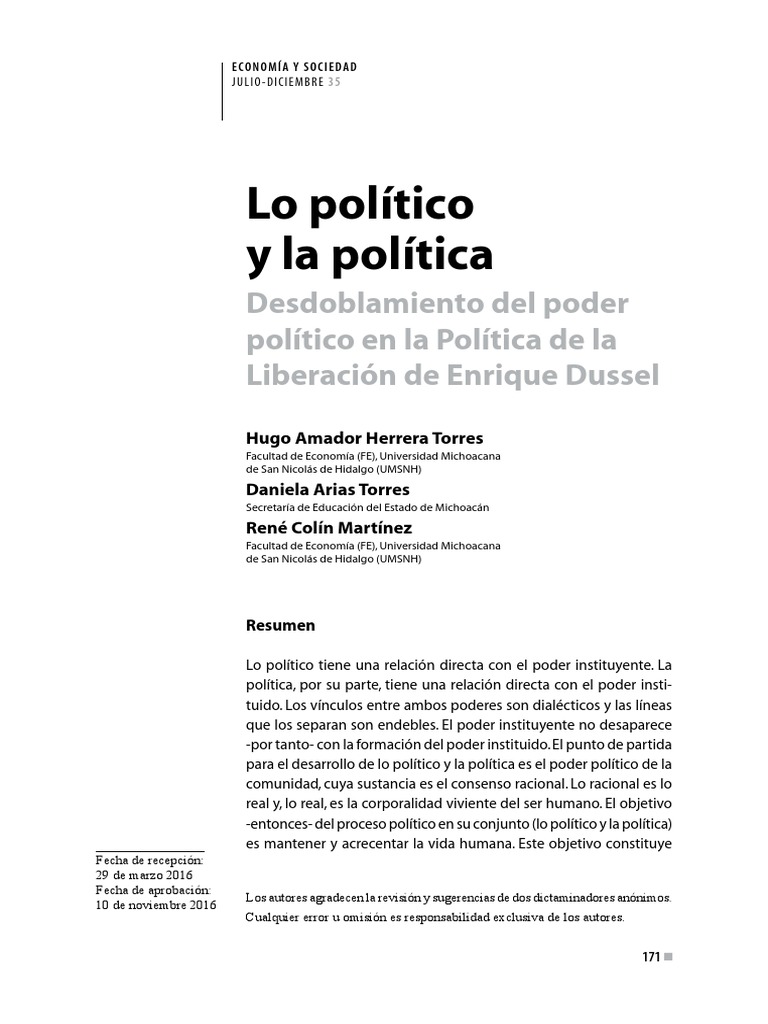Lo Politico y La Politica Desdoblamiento Del Poder Politico | PDF ...