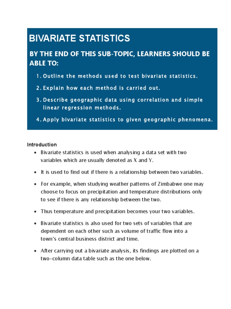 Learn Bivariate Statistics Methods | PDF | Correlation And Dependence ...