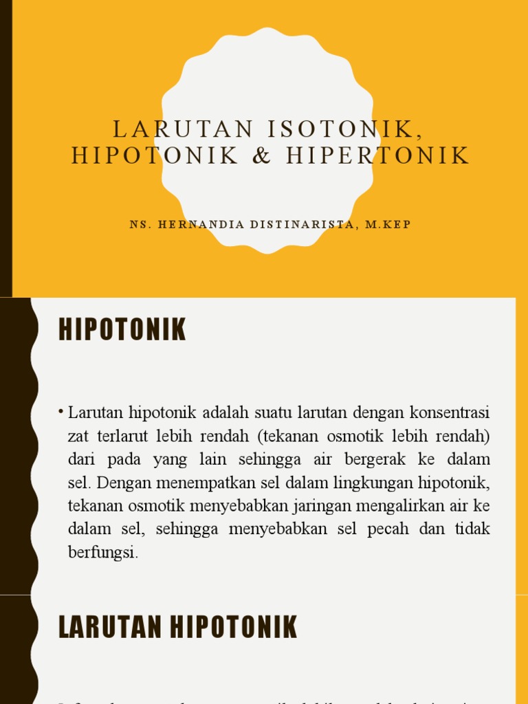 Larutan Isotonik Hipotonik Dan Hipertonik Ns. Rista | PDF