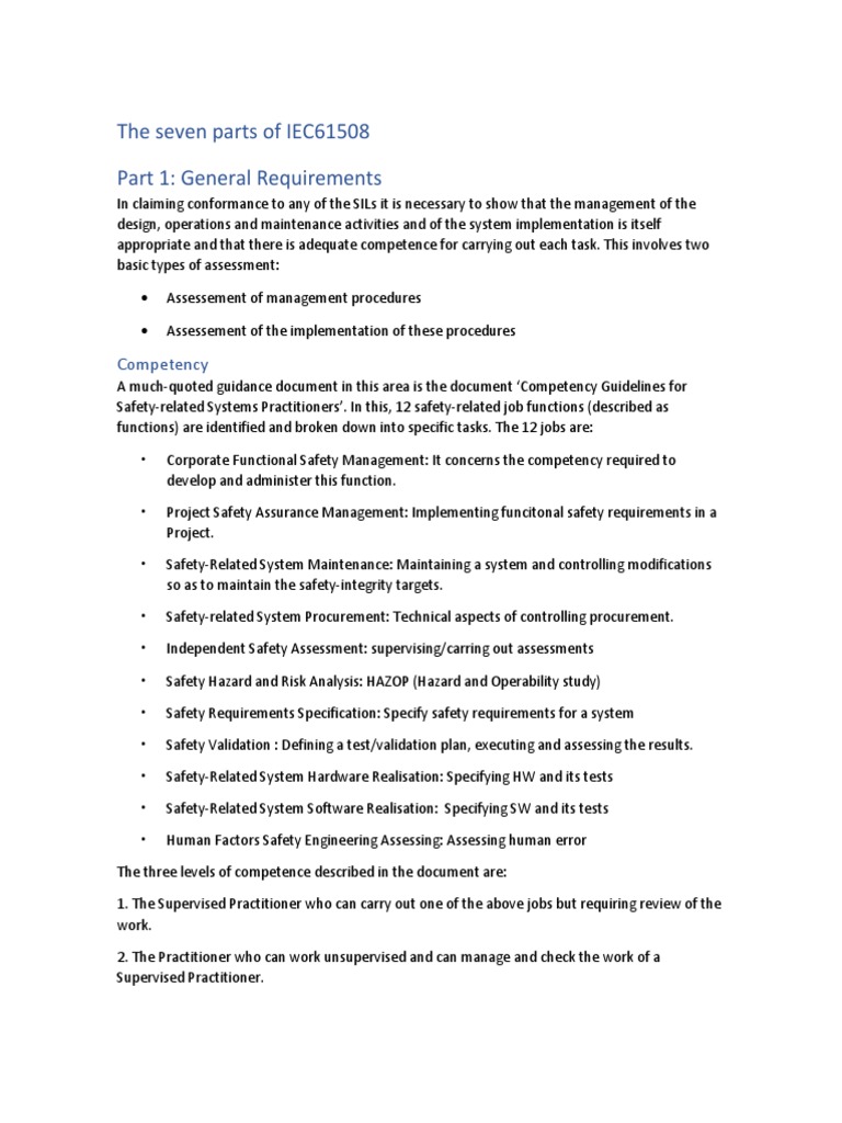 Overview of IEC 61508 Parts and Competence | PDF | Reliability ...