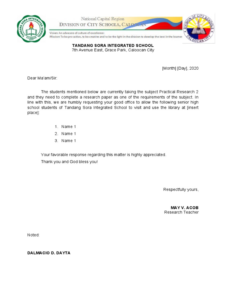 Letter For Library Template | PDF