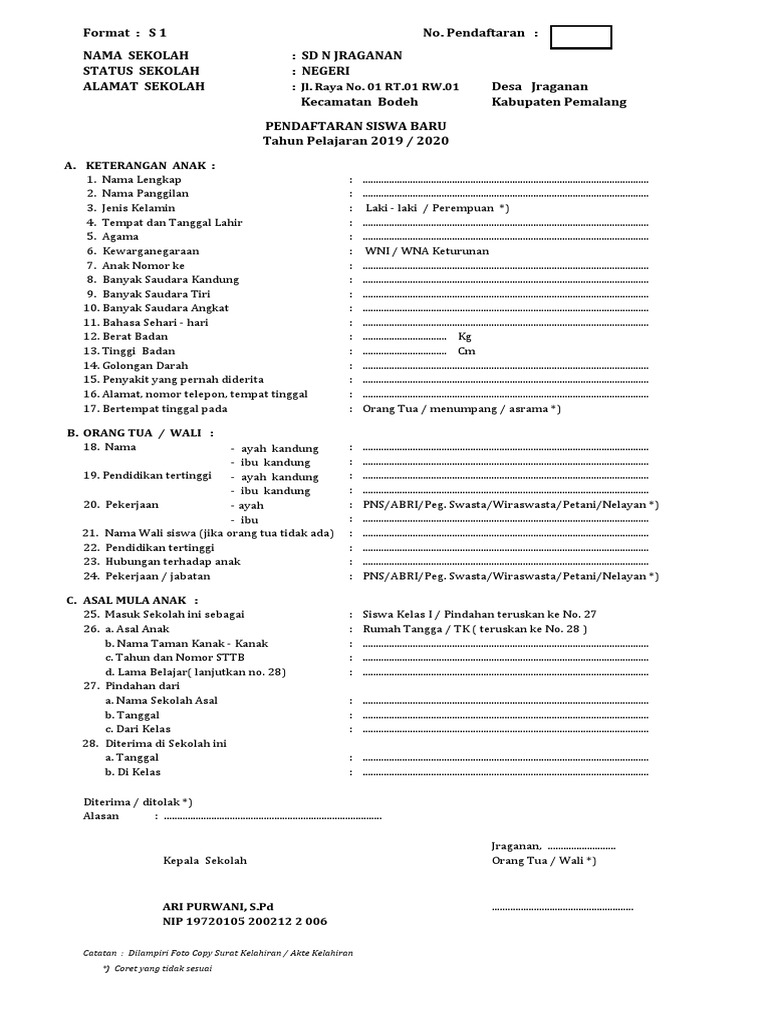 Pendaftaran Siswa Baru SD N Jraganan | PDF | Karier & Perkembangan