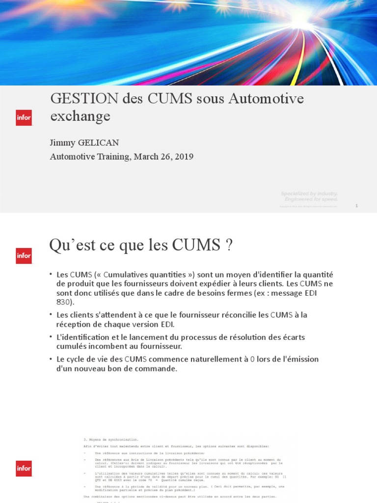 GESTION Des CUMS Sous Automotive Exchange | PDF | Inventaire | Gestion ...