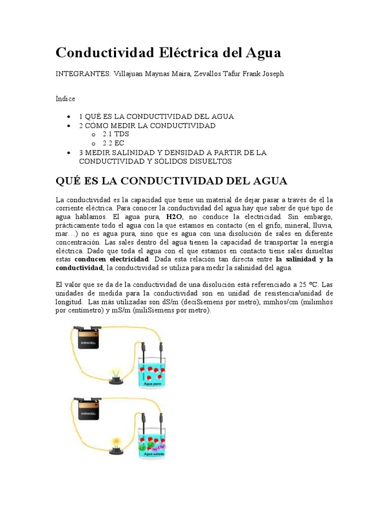 Conductividad Del Agua | PDF | Salinidad | Resistividad Eléctrica y Conductividad
