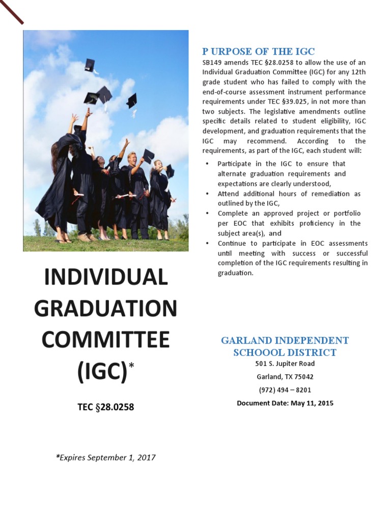 Individual Graduation Committee (IGC) : P Urpose of The Igc | PDF ...